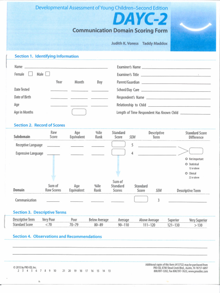 Communication Domain Scoring Form | PDF