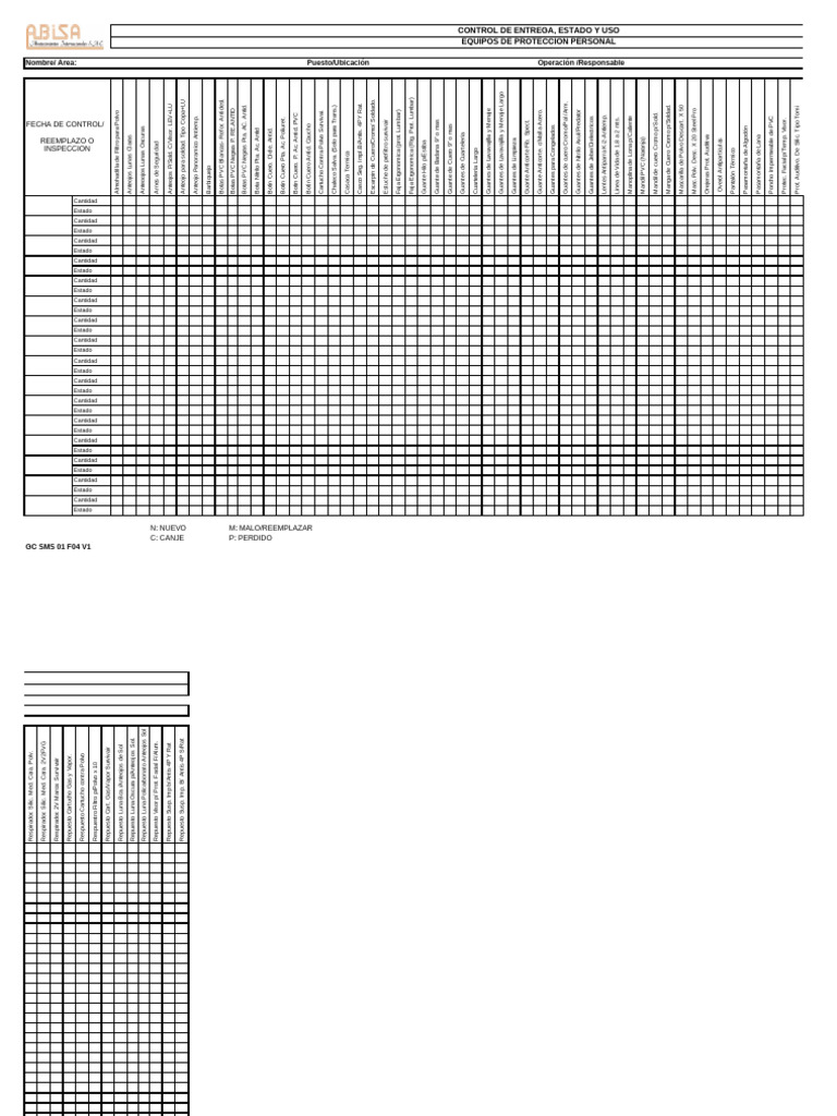 GC SMS 01 F04 Control de Entrega EPP | PDF | Ropa