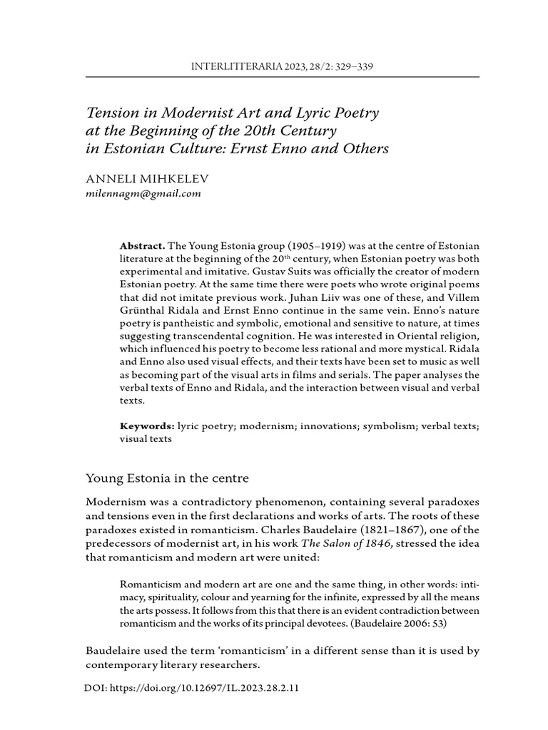 Tension in Modernist Art and Lyric Poetry | PDF | Modernism | Poetry