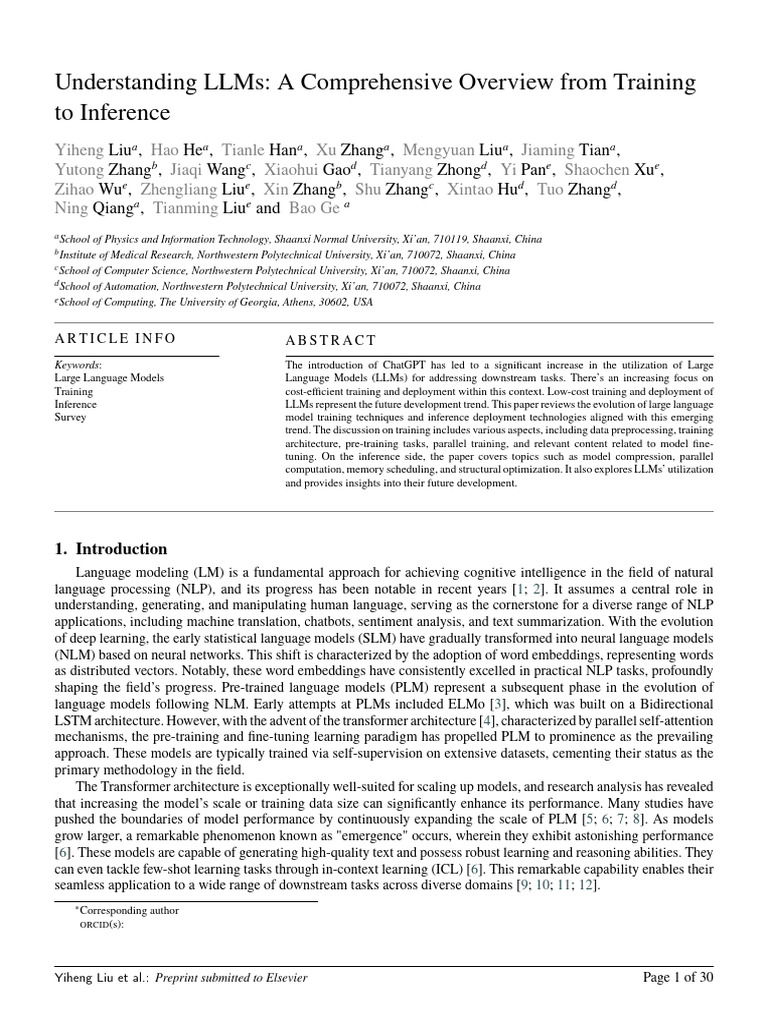 Understanding LLMs: A Comprehensive Overview from Training to Inference | PDF | Computational ...