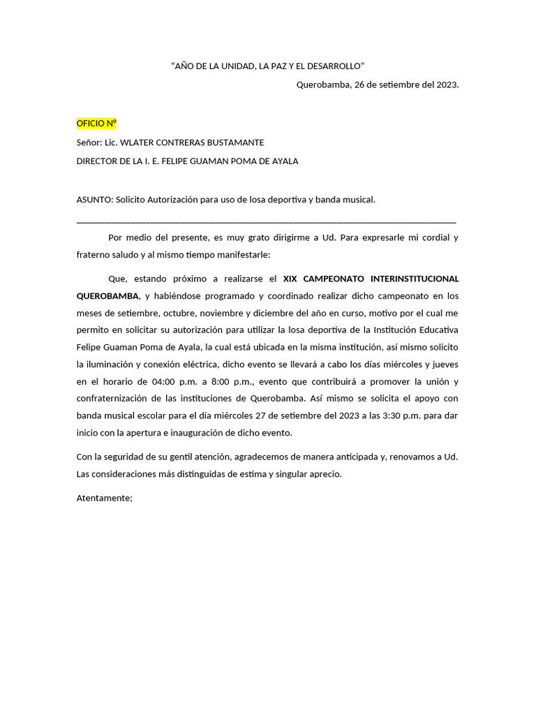 Oficio Deporte | PDF