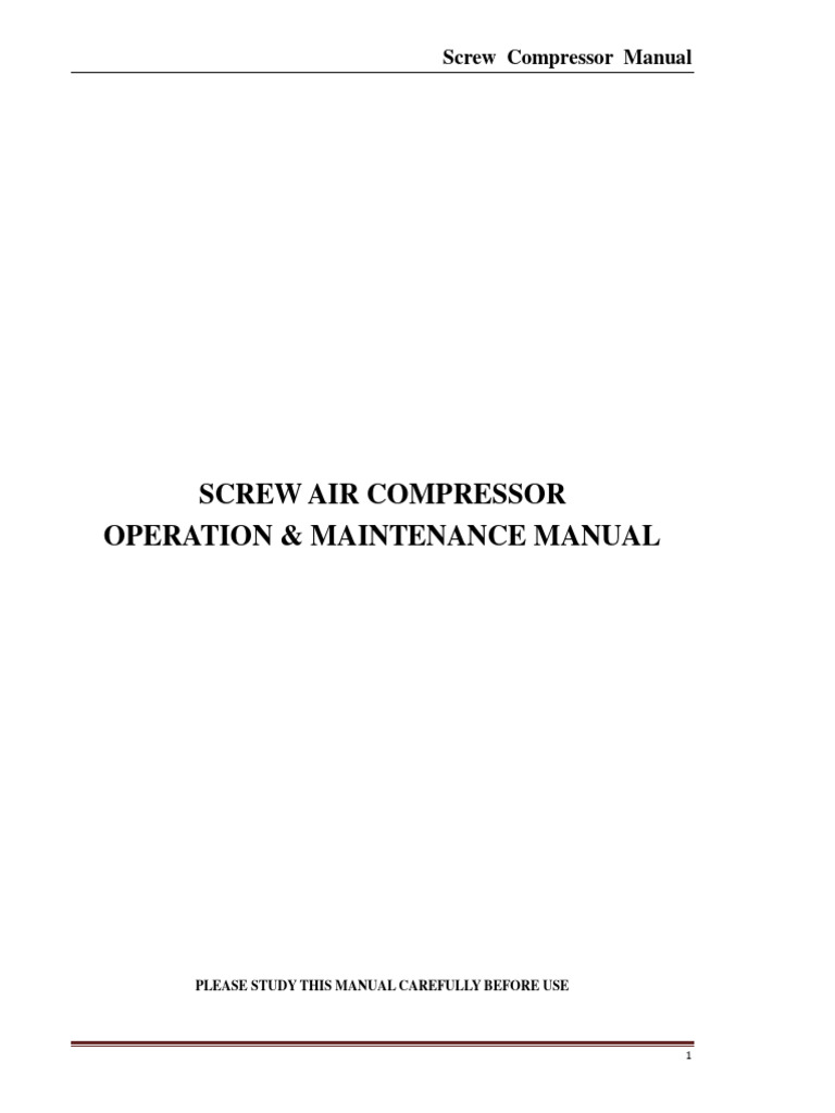 Screw Air Compressor Manual | PDF | Valve | Belt (Mechanical)