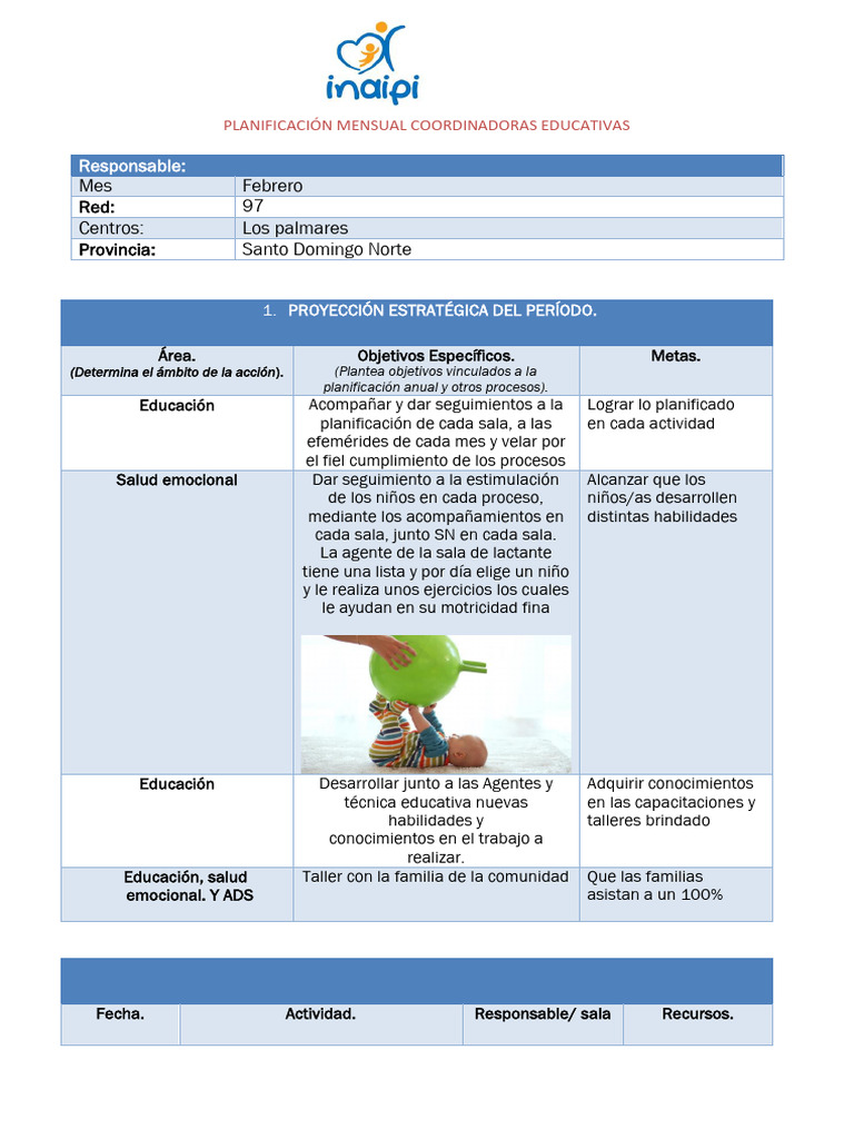 Planificación Mensual Educativa Febrero | PDF | Planificación
