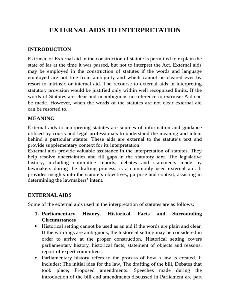 Unit 4 External Aids To Interpretation | PDF | Statutory Interpretation ...