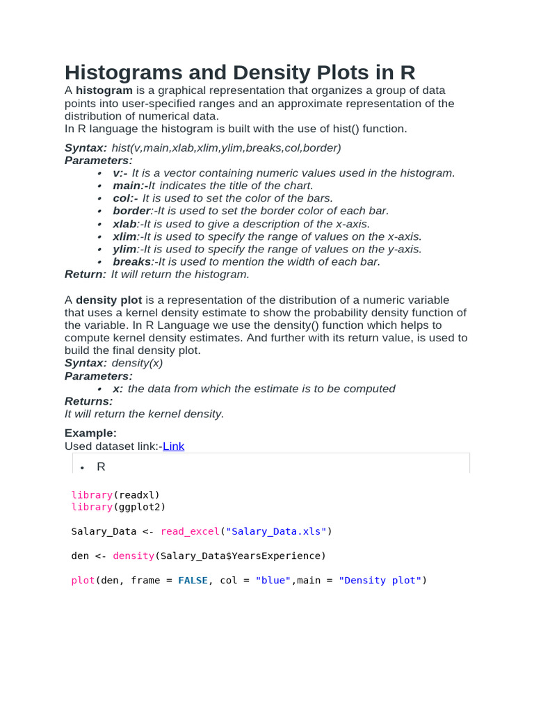 Histograms and Density Plots in R | PDF | Histogram | Probability ...