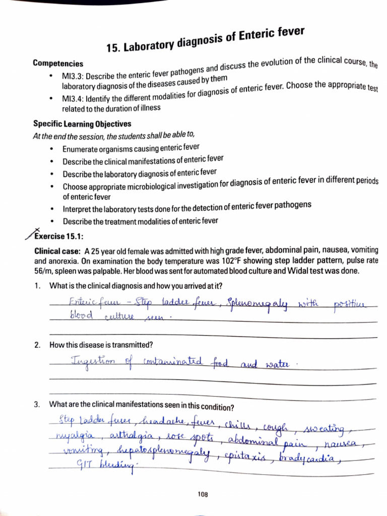 Enteric Fever Diagnosis and Treatment Guide | PDF | Fever | Medical ...