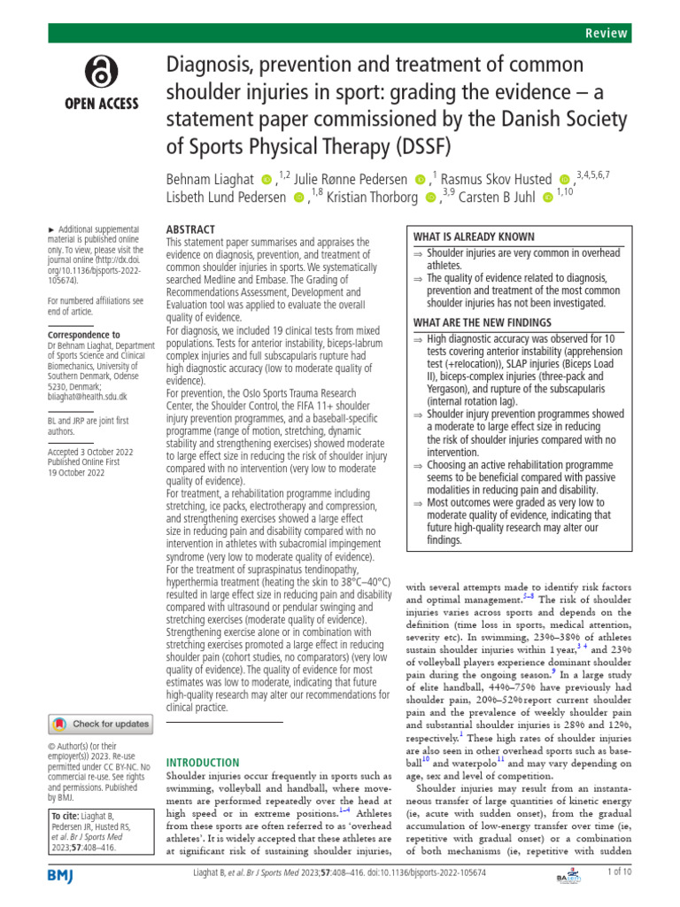 Shoulder Injury Management in Sports | PDF | Shoulder | Medical Specialties