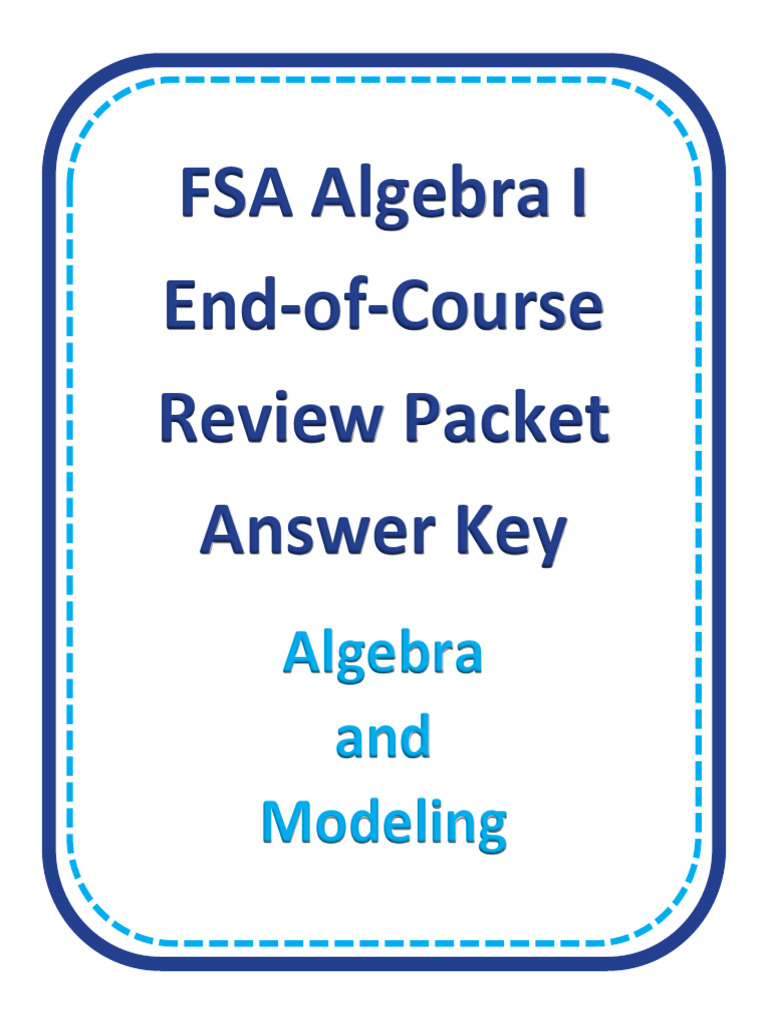 MAFS A1 EOC Review Algebra and Modeling - Answer Key | PDF | Equations ...