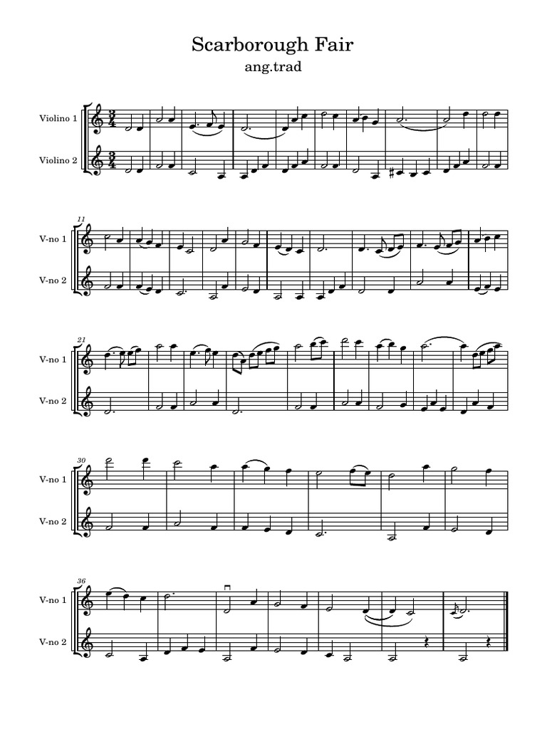 Scarborough Fair Violin Sheet Music | PDF