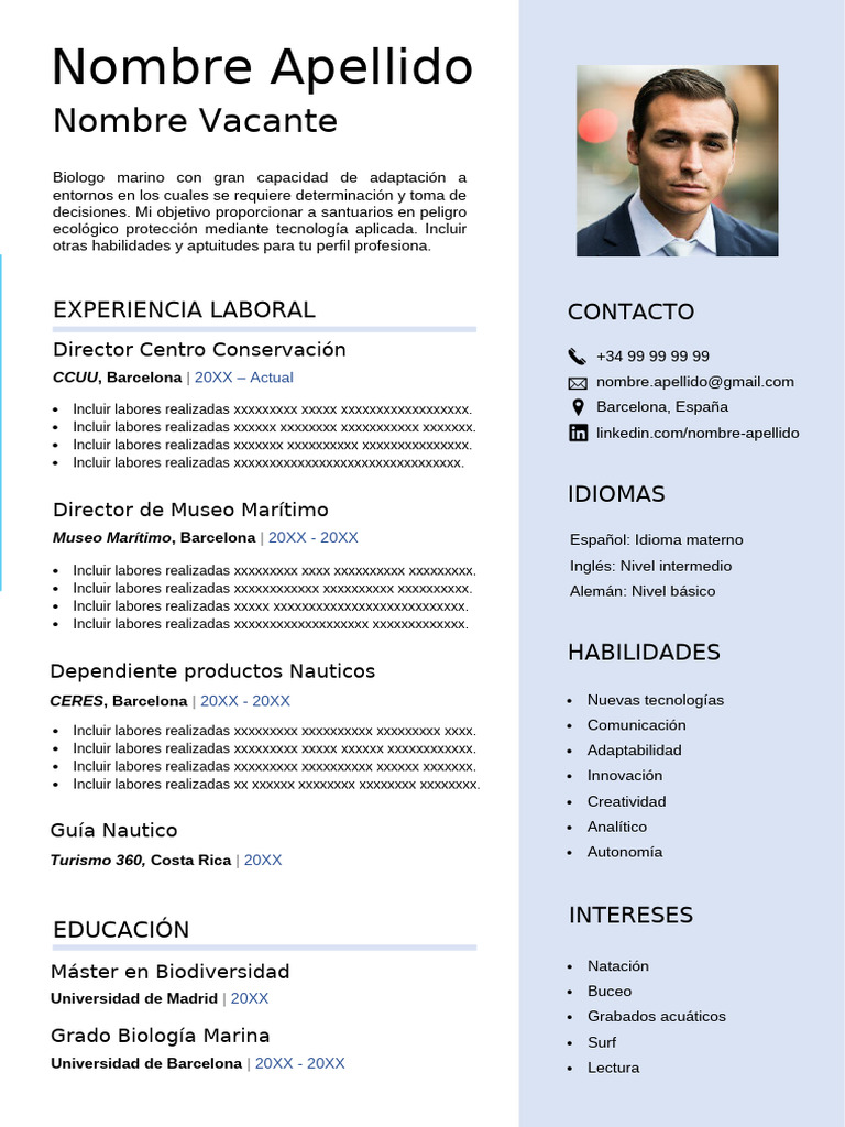 Ejemplo de Currículum para Biólogo Marino | PDF | Plan de estudios