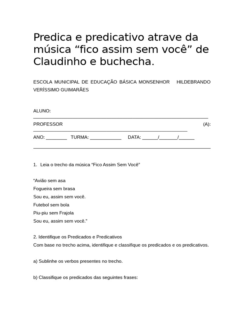 Predicados e predicativos | PDF