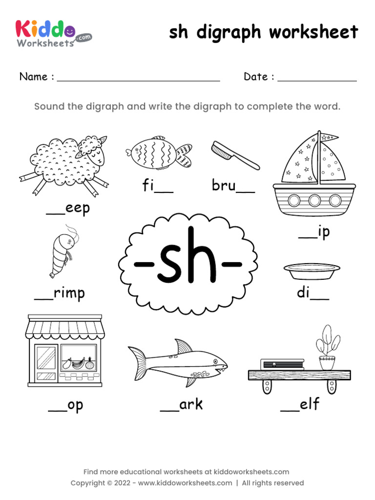 SH Digraph Worksheet | PDF