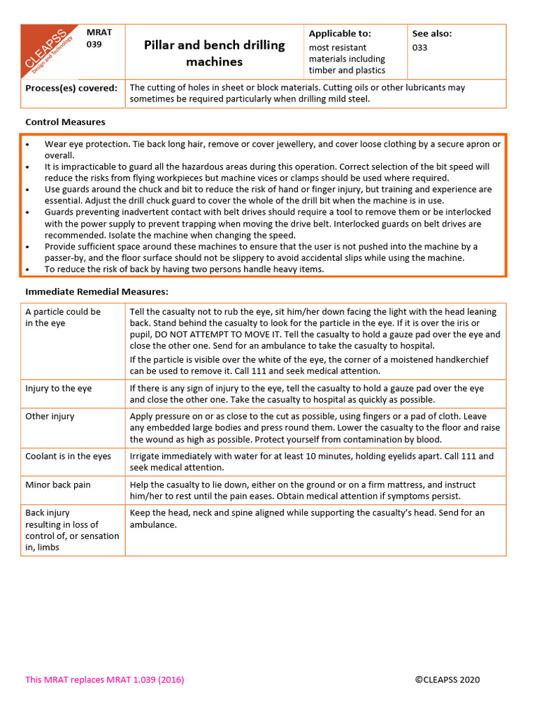 MRAT 039 Pillar and Bench Drilling Machines | PDF | Drill | Drilling