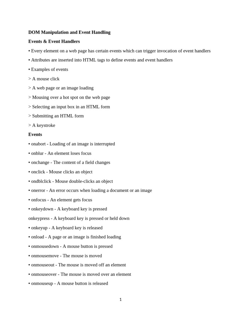 Lesson 6 DOM Manipulation and Event Handling | PDF | Document Object Model | Html
