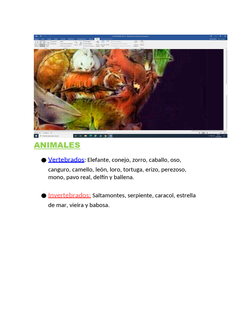 Vertebrados e Invertebrados: Ejemplos | PDF