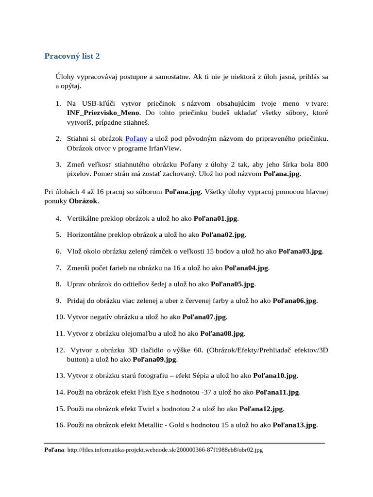 Pracovný List 2 | PDF