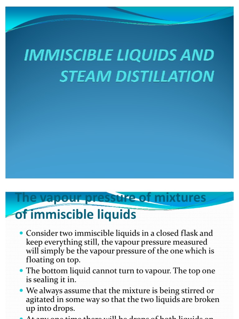Immiscible Liquids and Steam Distillation | PDF