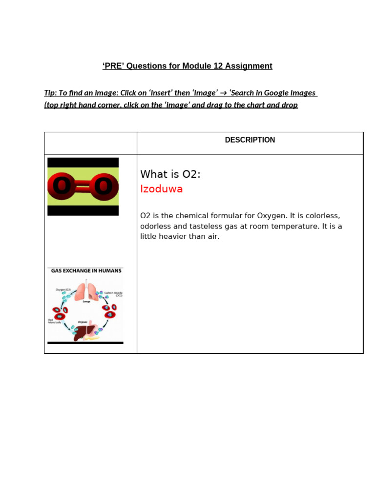 Pre-Assignment Module 12 - Health Conditions | PDF | Oxygen | Breathing
