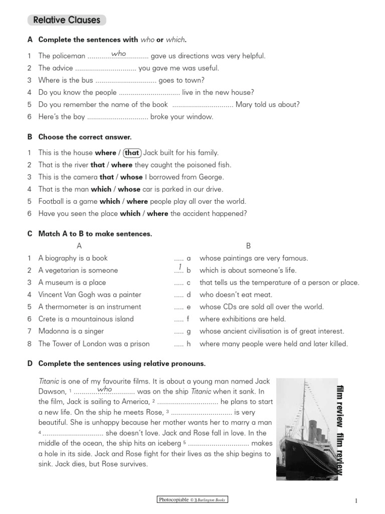 Grammar RelativeClauses 1 18860 | PDF