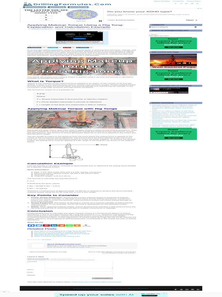 Applying Makeup Torque Using A Rig Tong: Explanation and Calculation ...