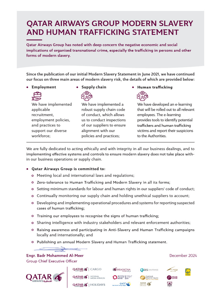 Qatar Airways Modern Slavery Statement | PDF