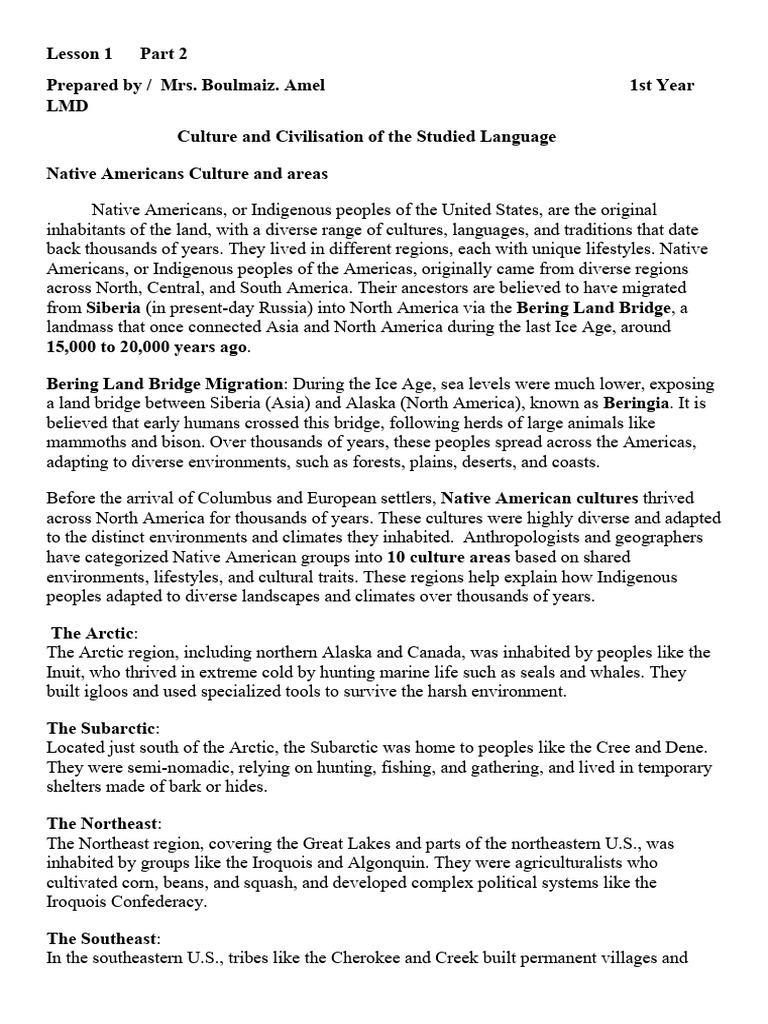 Lesson 1part 2 Native AMEIRCANS | PDF | Indigenous Peoples Of North ...