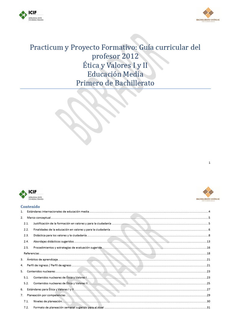 Practicum y Proyecto Formativo Ética y Valores I y II v2 | PDF | Evaluación | Moralidad