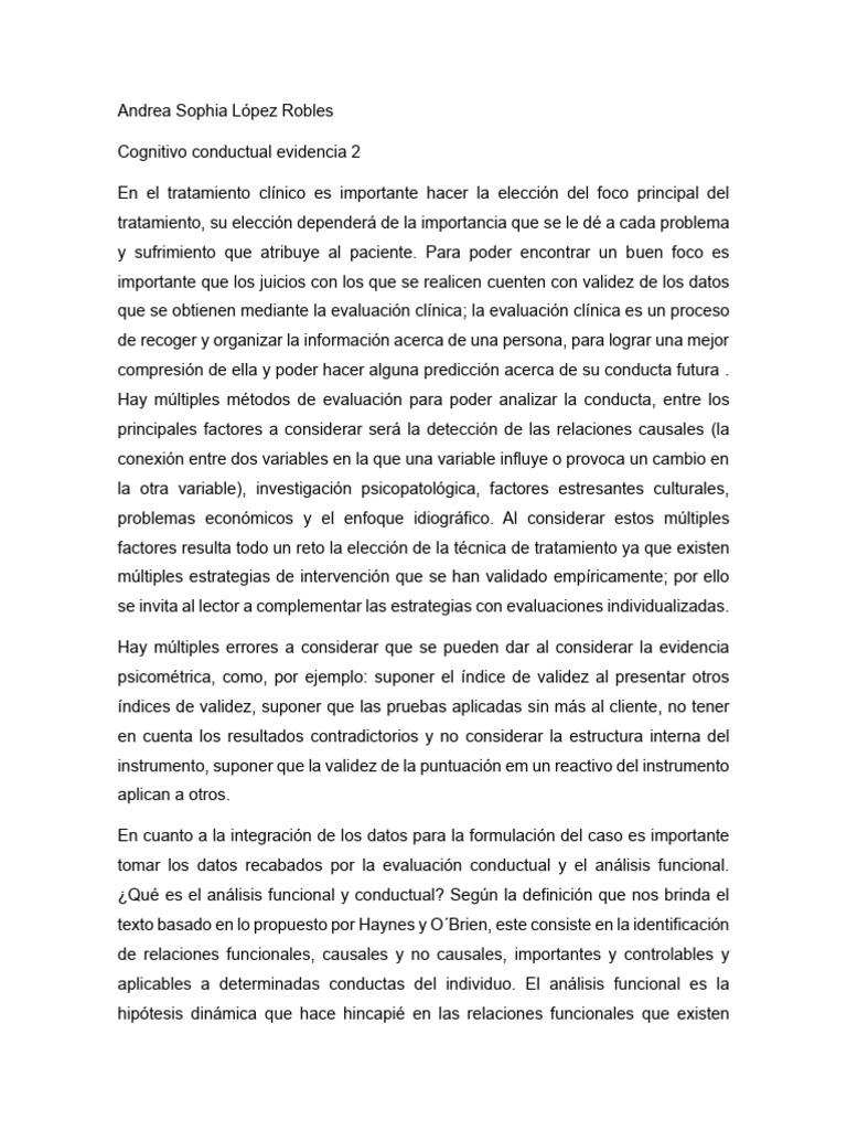 cognitivo conductual P1 E2 | PDF | Validez (Estadísticas) | Comportamiento