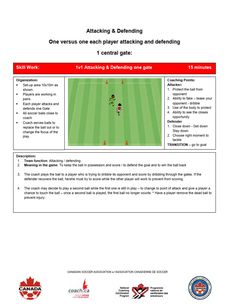 1v1 Soccer Drills: Attacking & Defending | PDF | Forward (Association ...