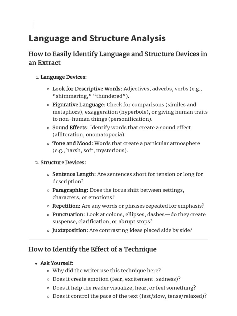 Language and Structure Analysis | PDF | Ellipsis | Word
