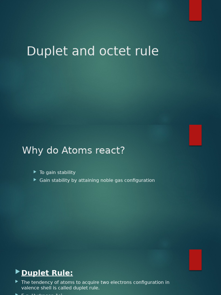 Atomic Stability: Duplet & Octet Rules | PDF