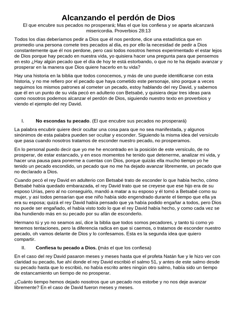 Cómo Alcanzar el Perdón de Dios | PDF | Pecado | David