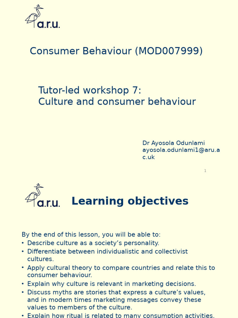 CB - Tutor-Led Workshop - Lesson 7 | PDF | Behavior | Consumer Behaviour