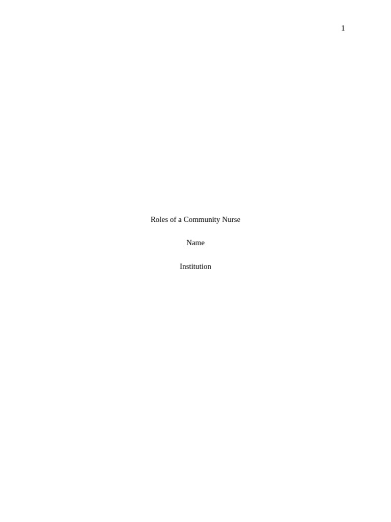 Order 8406296 Role of A Community Nurse - Edited | PDF | Nursing ...