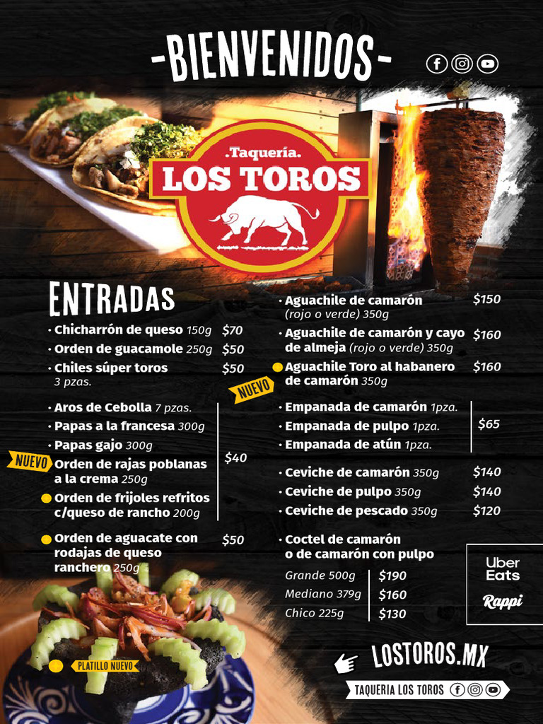 Menu Los Toros 2020 Rev5 | PDF | Mariscos | Taco