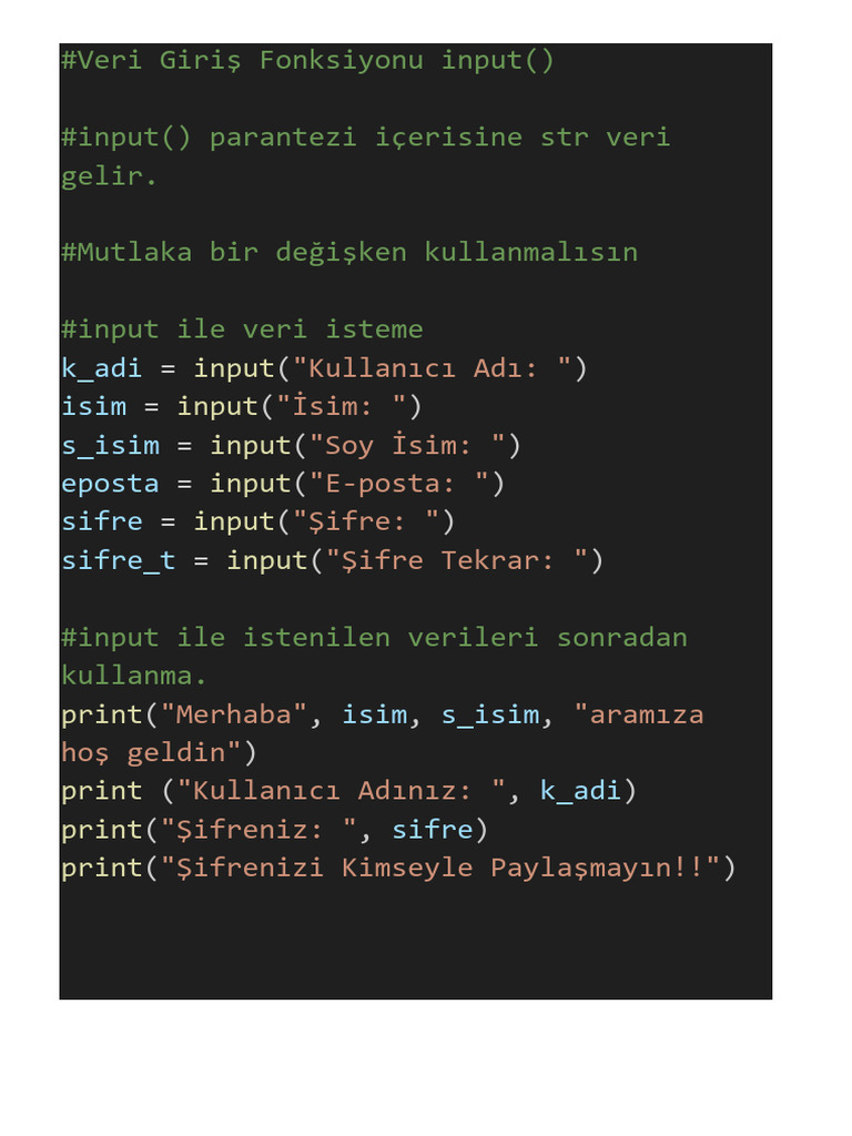 Veri Giriş Fonksiyonu Input | PDF