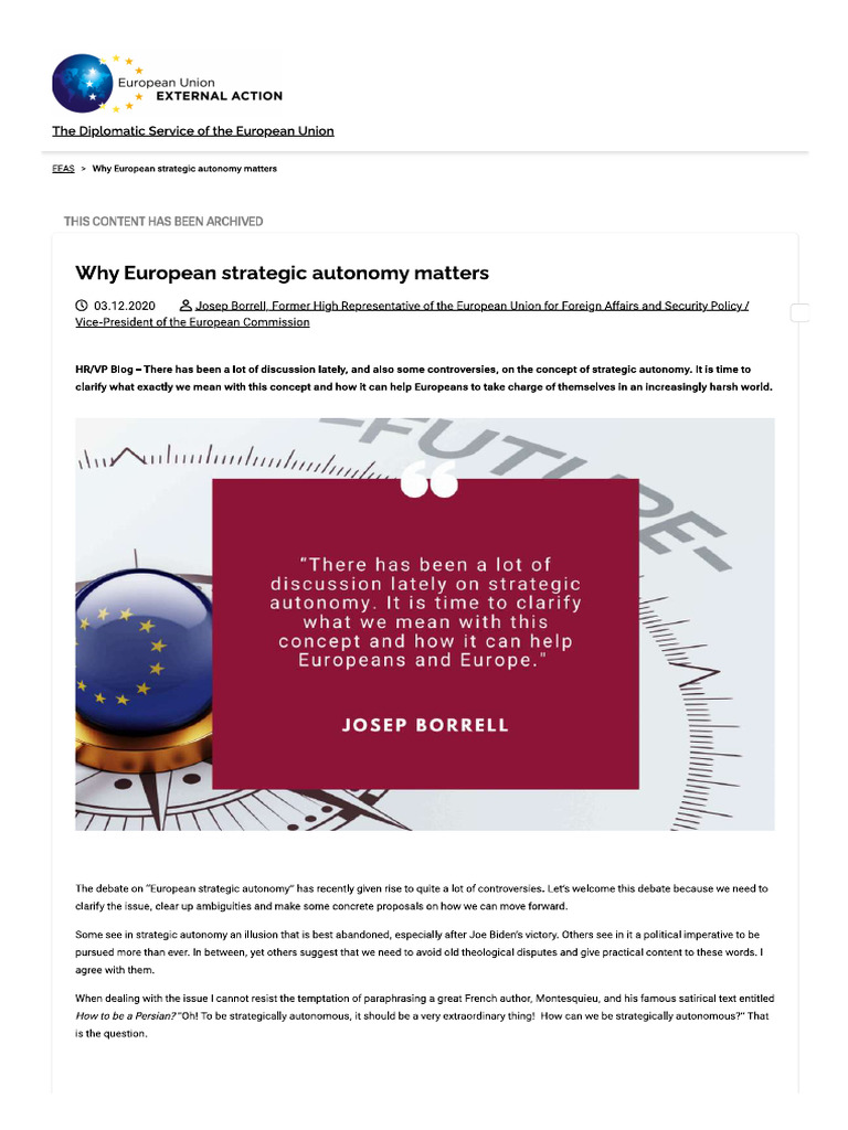 Why European Strategic Autonomy Matters | PDF