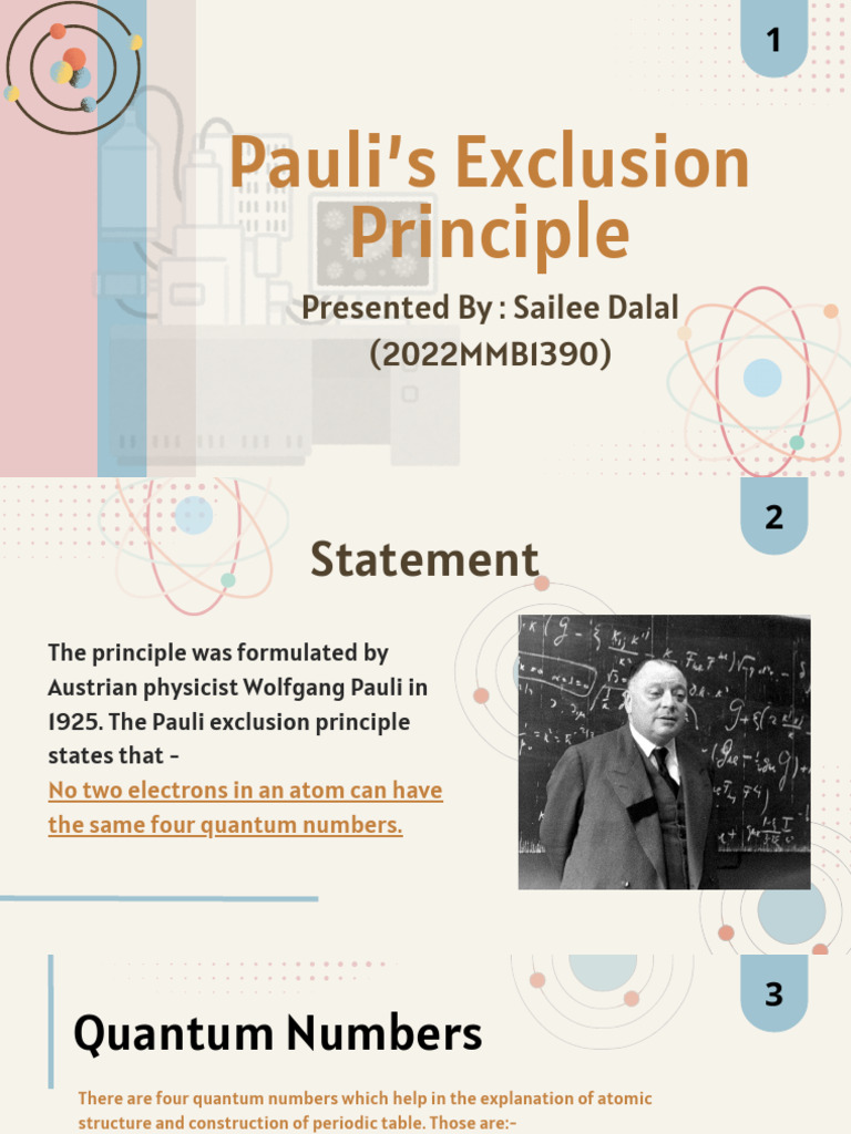 Understanding Pauli's Exclusion Principle | PDF | Atomic Orbital | Spin ...