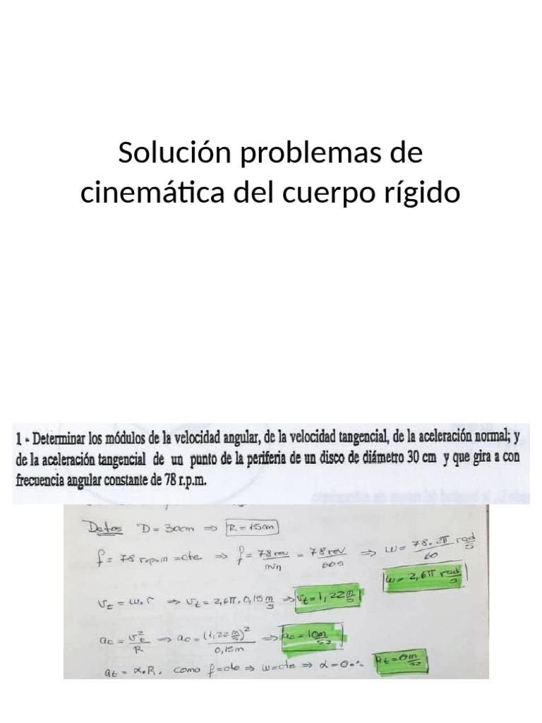 Solución Problemas de Cinemática Del Cuerpo Rigido | PDF