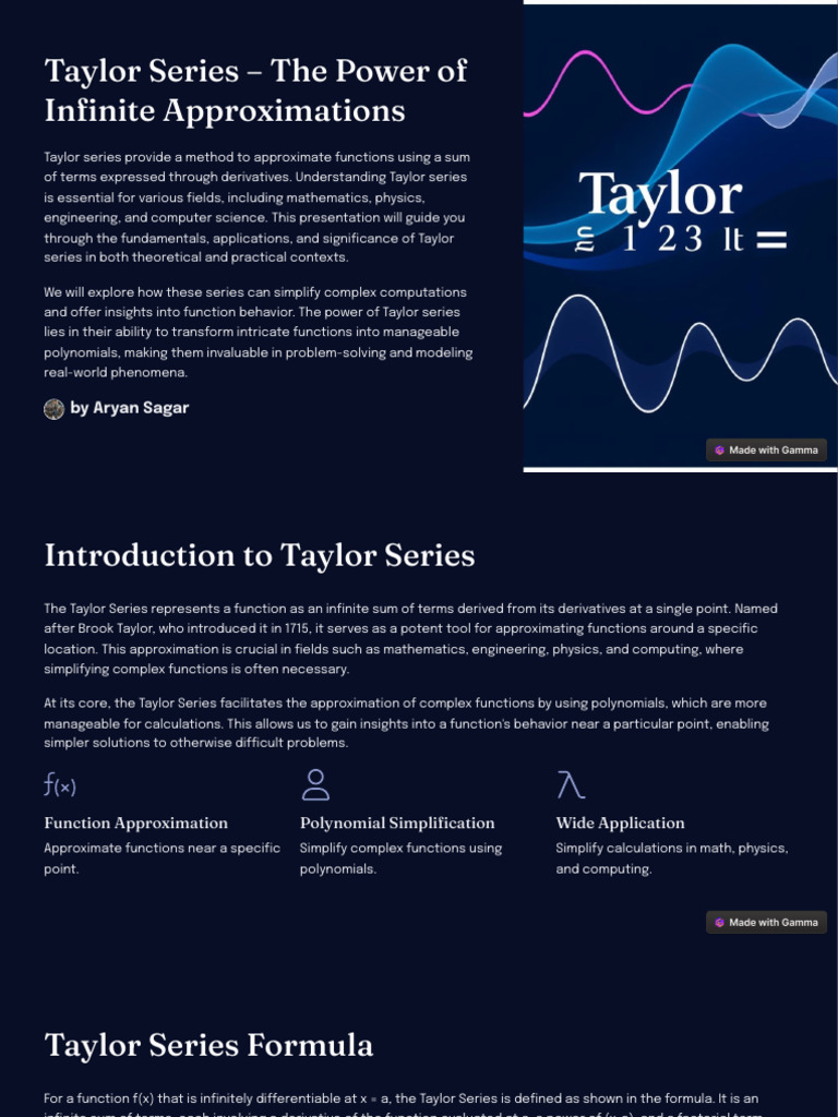 Taylor Series The Power of Infinite Approximations | PDF | Exponential ...