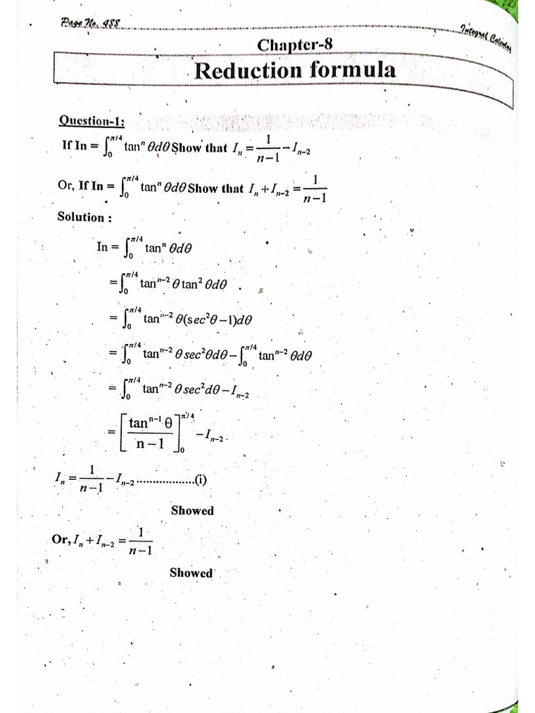 8. Reduction formula | PDF
