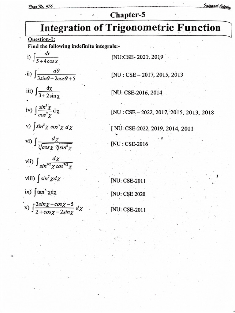 Integration of Trigonometric Function | PDF