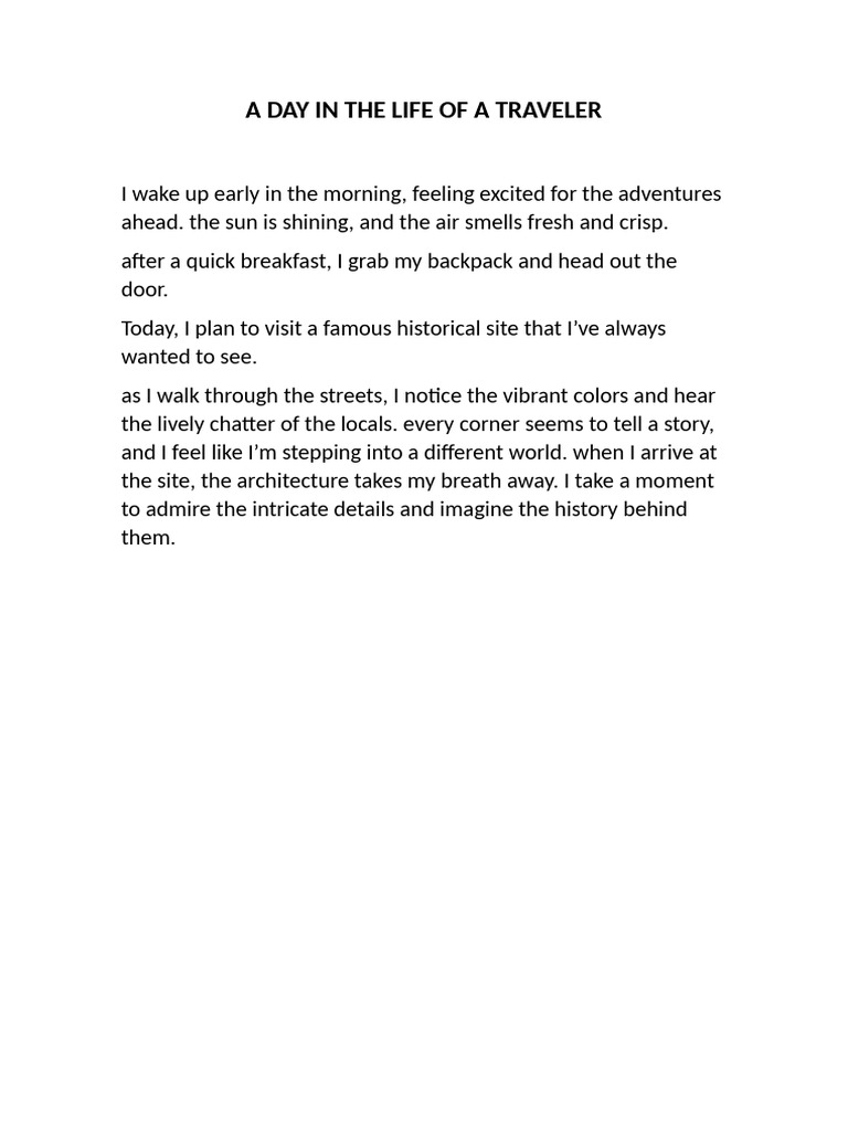 A Day in The Life of A Traveler | PDF