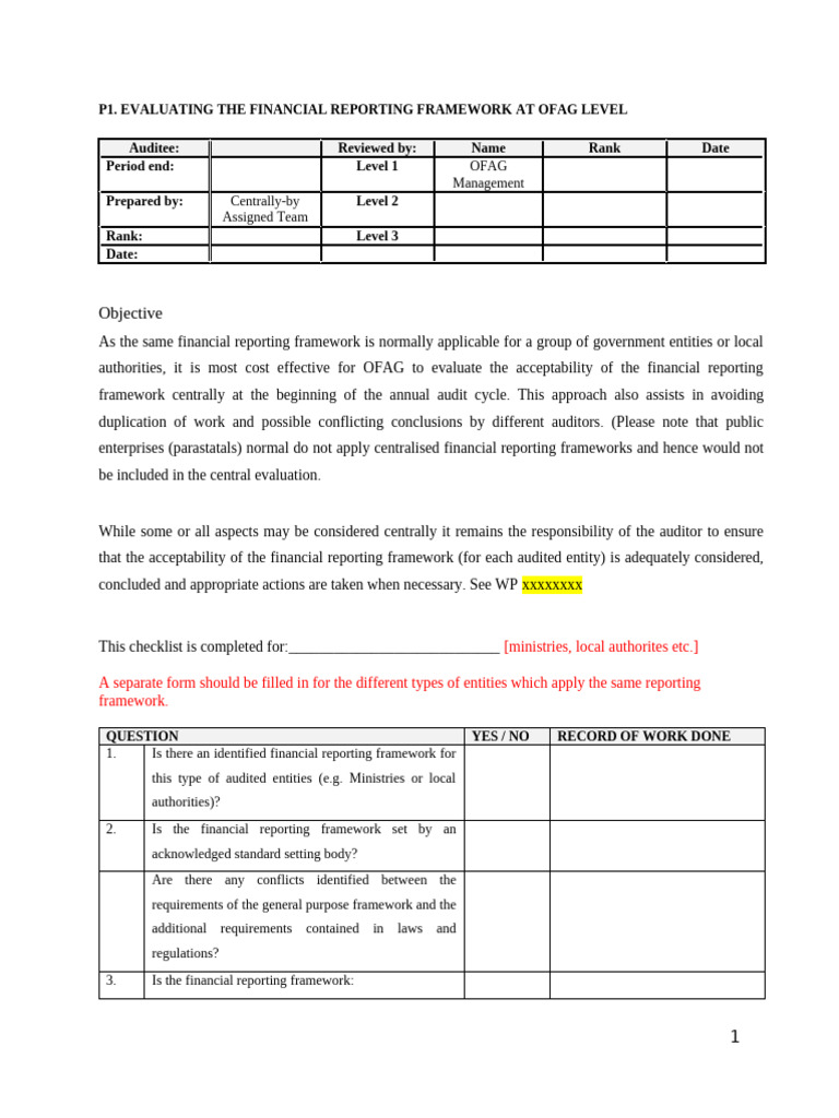 Evaluating OFAG Financial Reporting Framework | PDF | Audit | Business