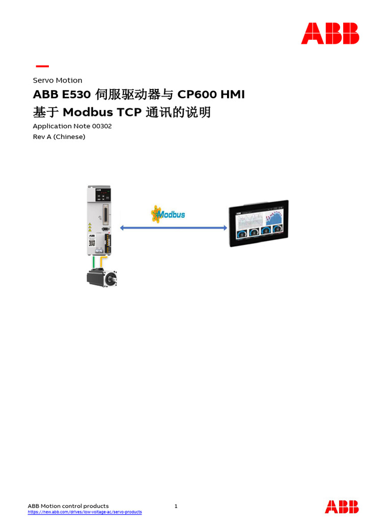 An00302 Setting Up Modbus Tcp Communications Between Abb E530 Servo Drive And Cp600 Hmi Rev A En