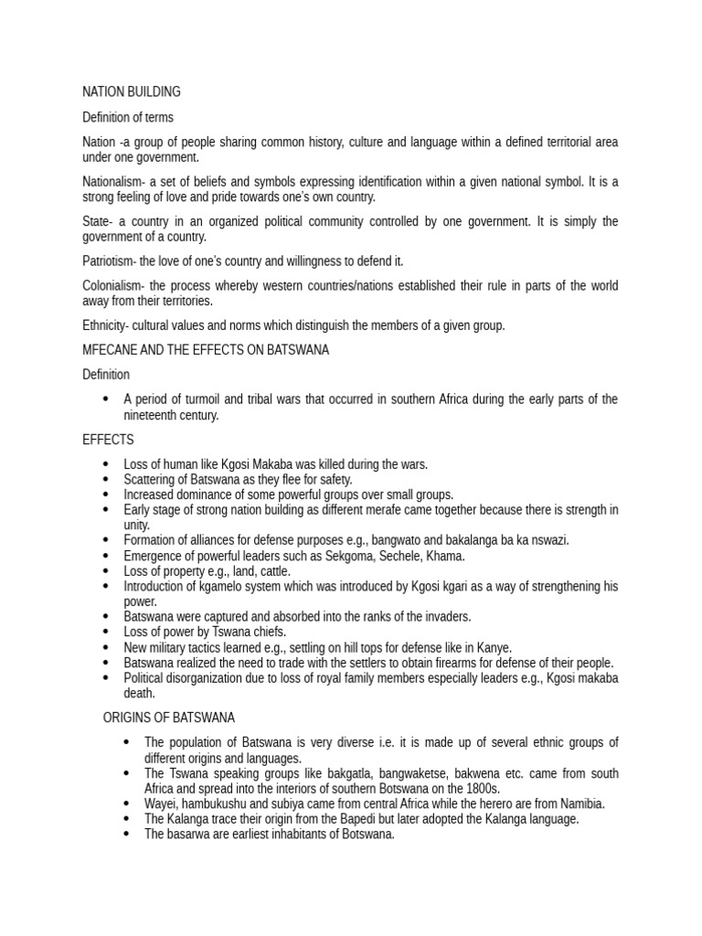 NATION BUILDING | PDF | Botswana | Africa