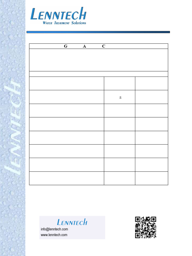 Data Sheet - Carvão Ativado Granular - Vegetal FA 100 (Lenntech) | PDF