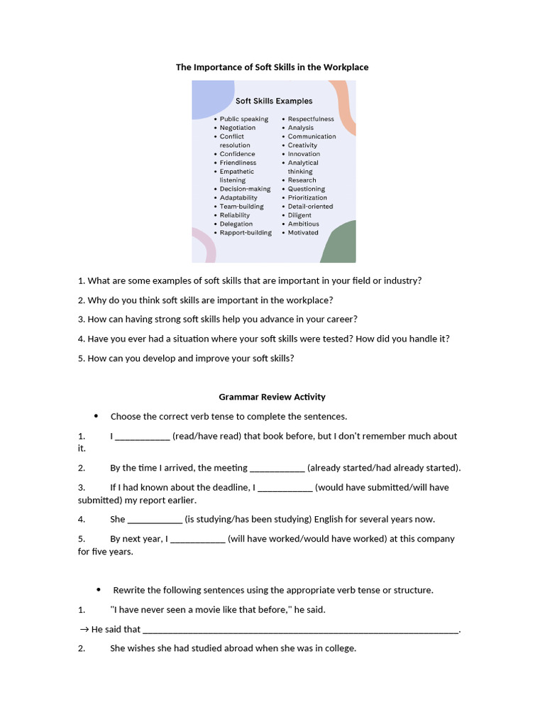 The Importance of Soft Skills in The Workplace | PDF