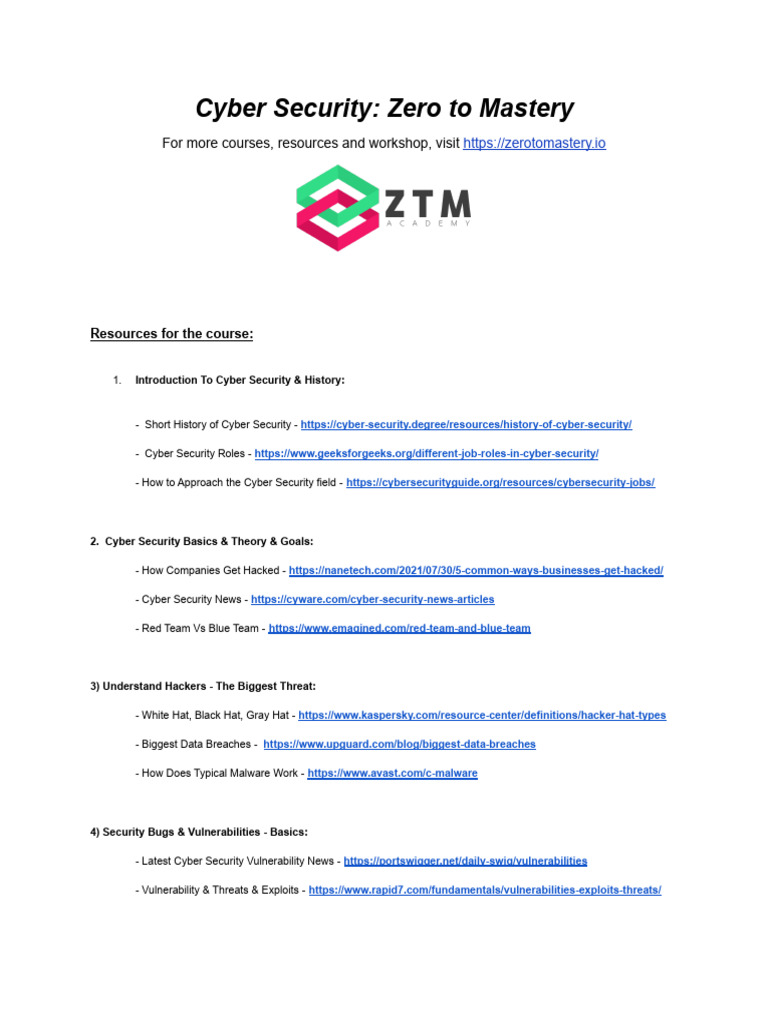 Cyber Security - Zero To Mastery | PDF | Security | Computer Security