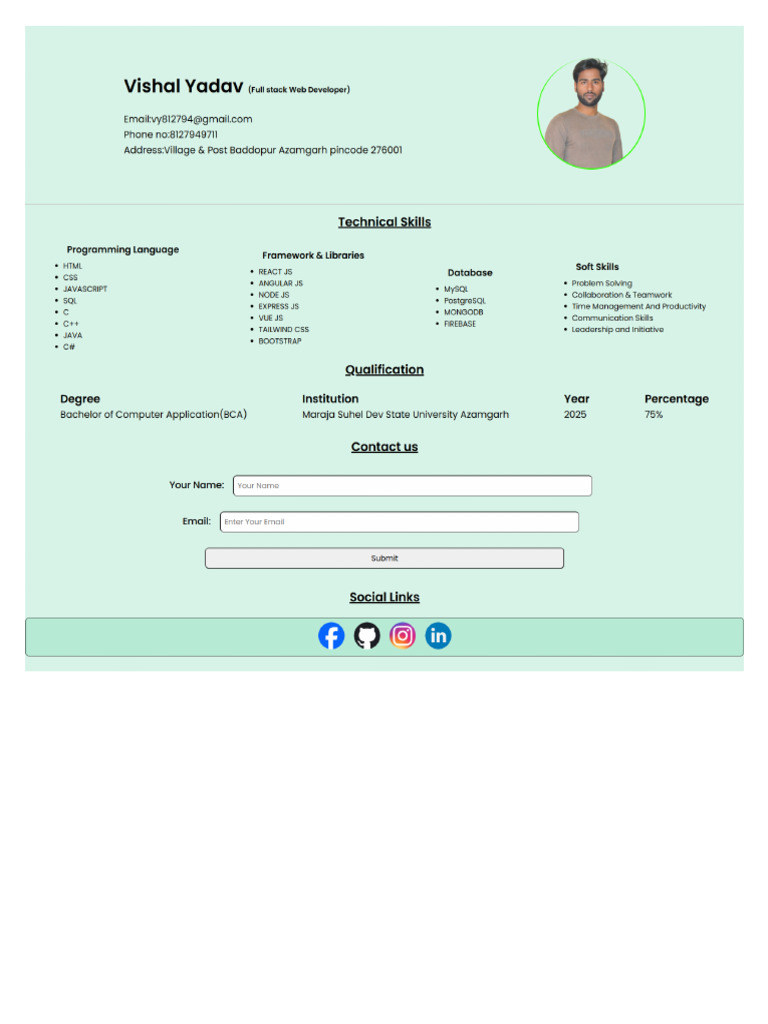 Vishal Yadav Portfolio | PDF